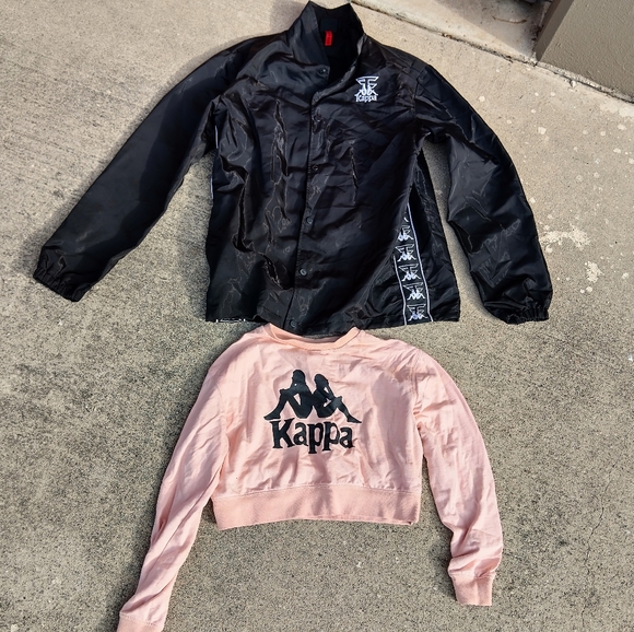 Kappa | Jackets & Coats | Kappa Lg Black Jacket And Cut Off Sm Sweater ...